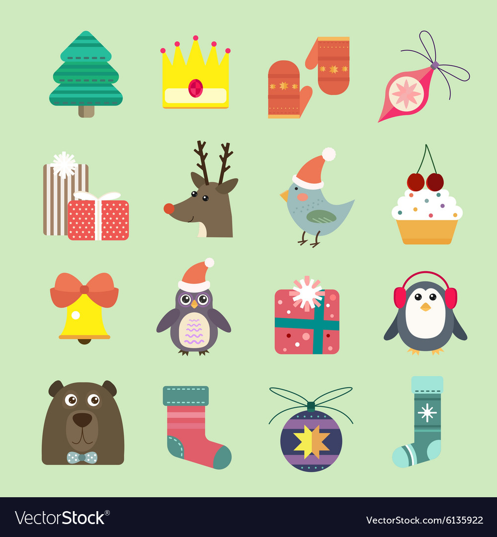 Christmas icons set Royalty Free Vector Image - VectorStock