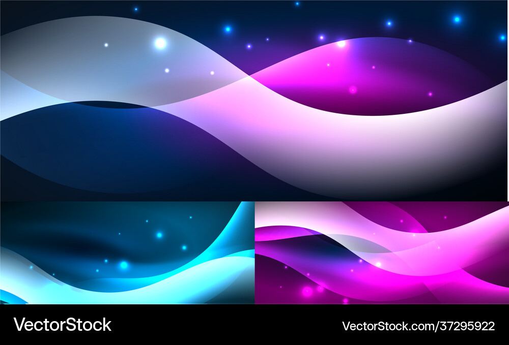 Flowing neon blue color waves abstract backgrounds