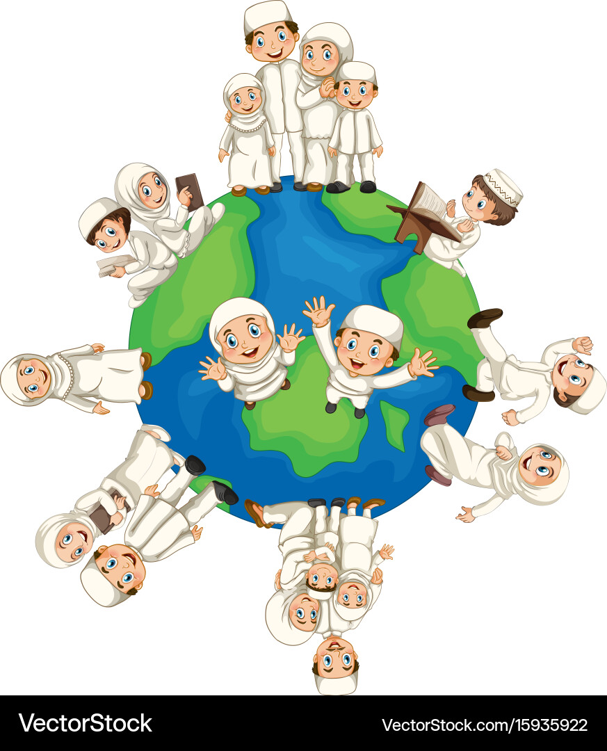 Muslim people around world Royalty Free Vector Image