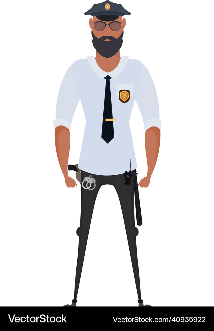 Police officer in uniform standing in front view Vector Image