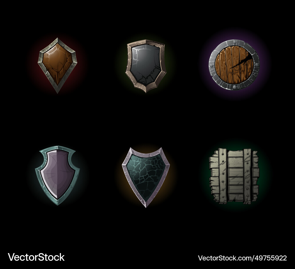 Set of medieval shields made in 2d graphics for Vector Image