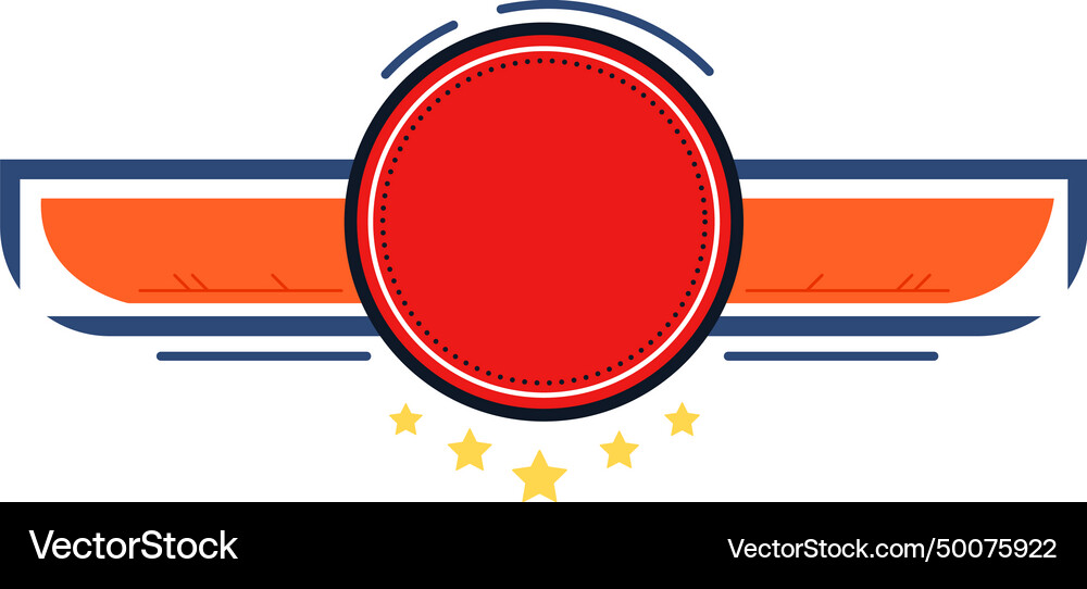Vibrant badge design with dynamic ribbon red Vector Image