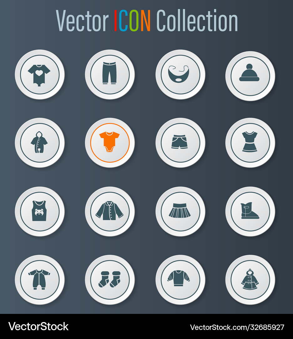 Baby clothes icons set Royalty Free Vector Image