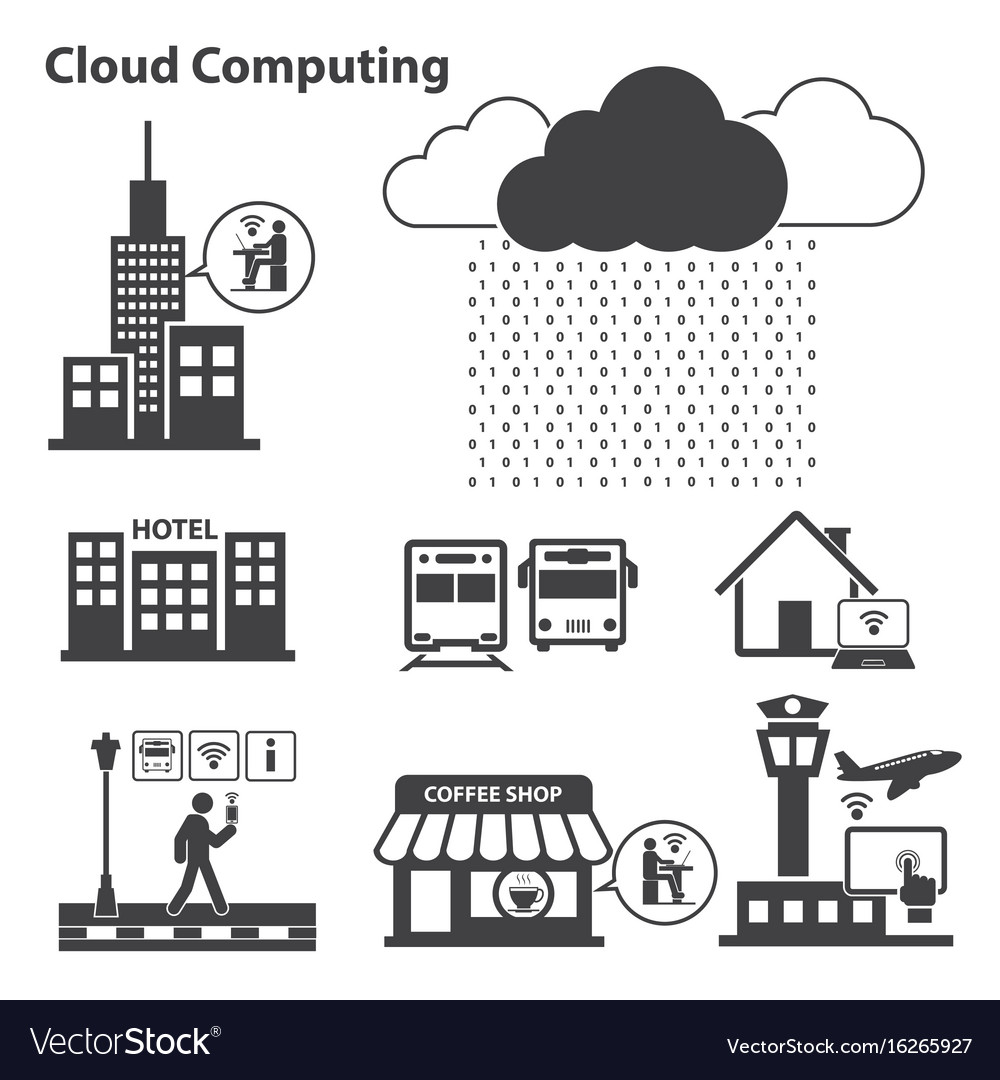 Big data icons set cloud computing Royalty Free Vector Image