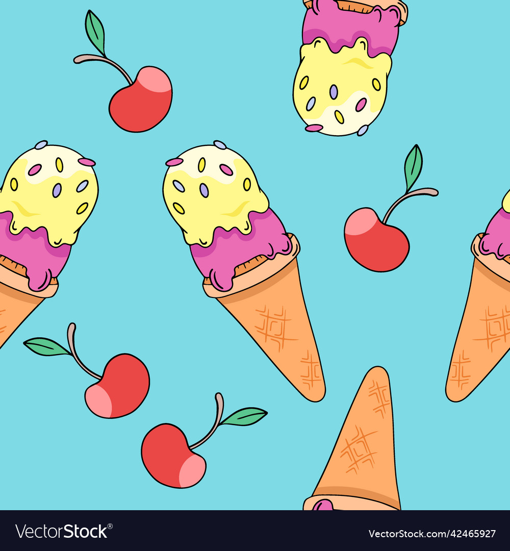 Cartoon Ice Cream Seamless Pattern Royalty Free Vector Image