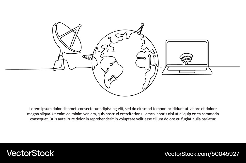 Continuous line design of laptop satellite Vector Image