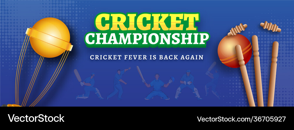Cricket championship text in sticker style Vector Image