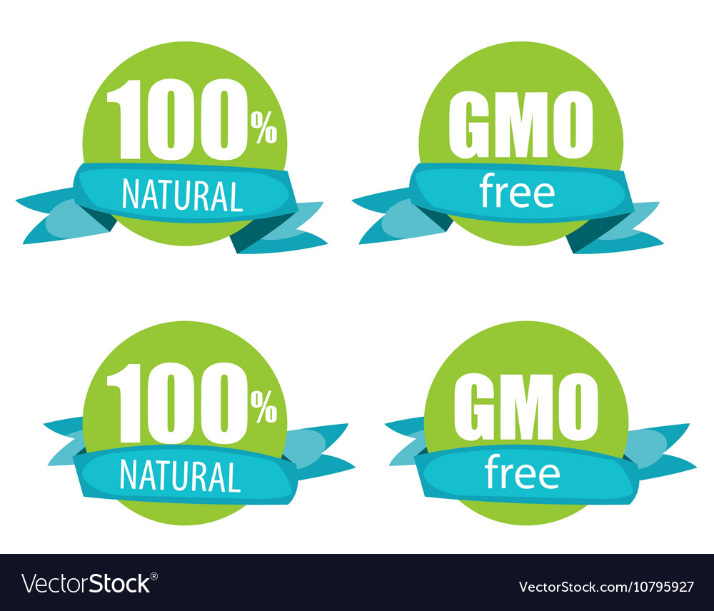Gmo free and 100 natural label set Royalty Free Vector Image