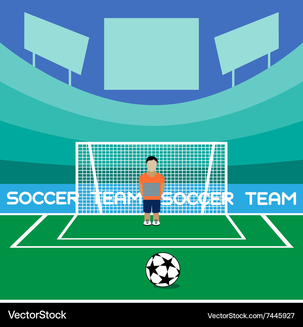 Goalkeeper in flat style standing a goal Vector Image