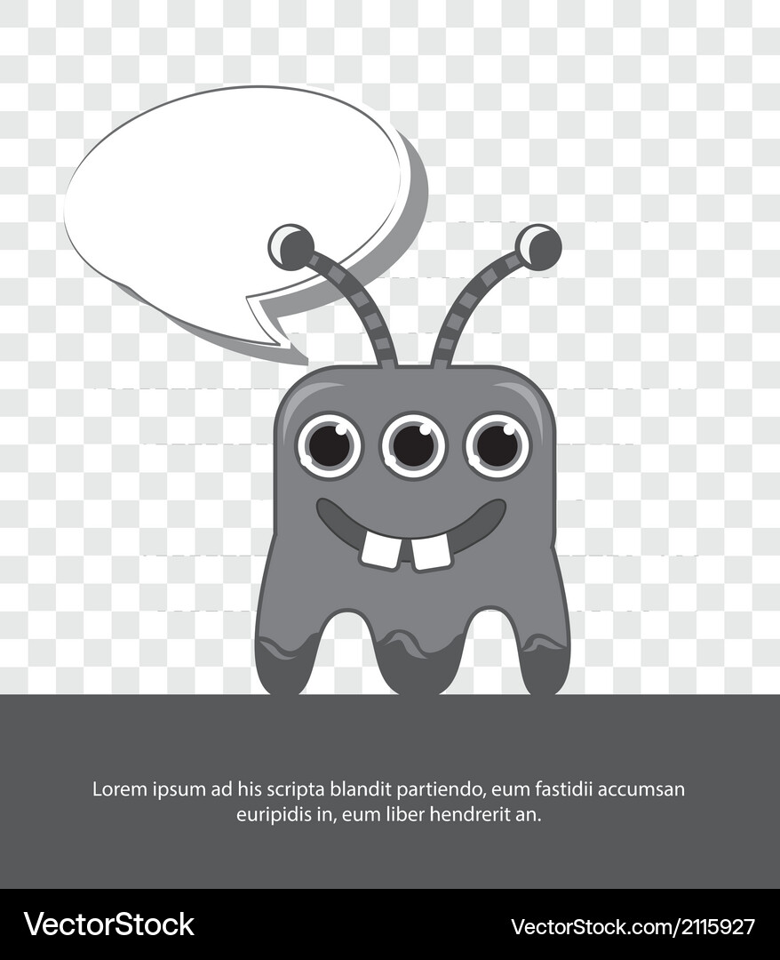 Gray monster with space for copy and balloon text Vector Image