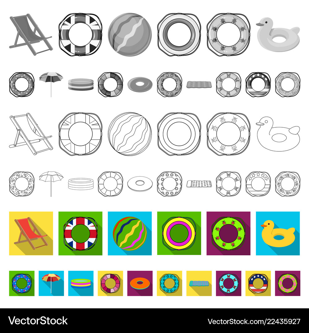 Multicolored swimming circle flat icons in set Vector Image