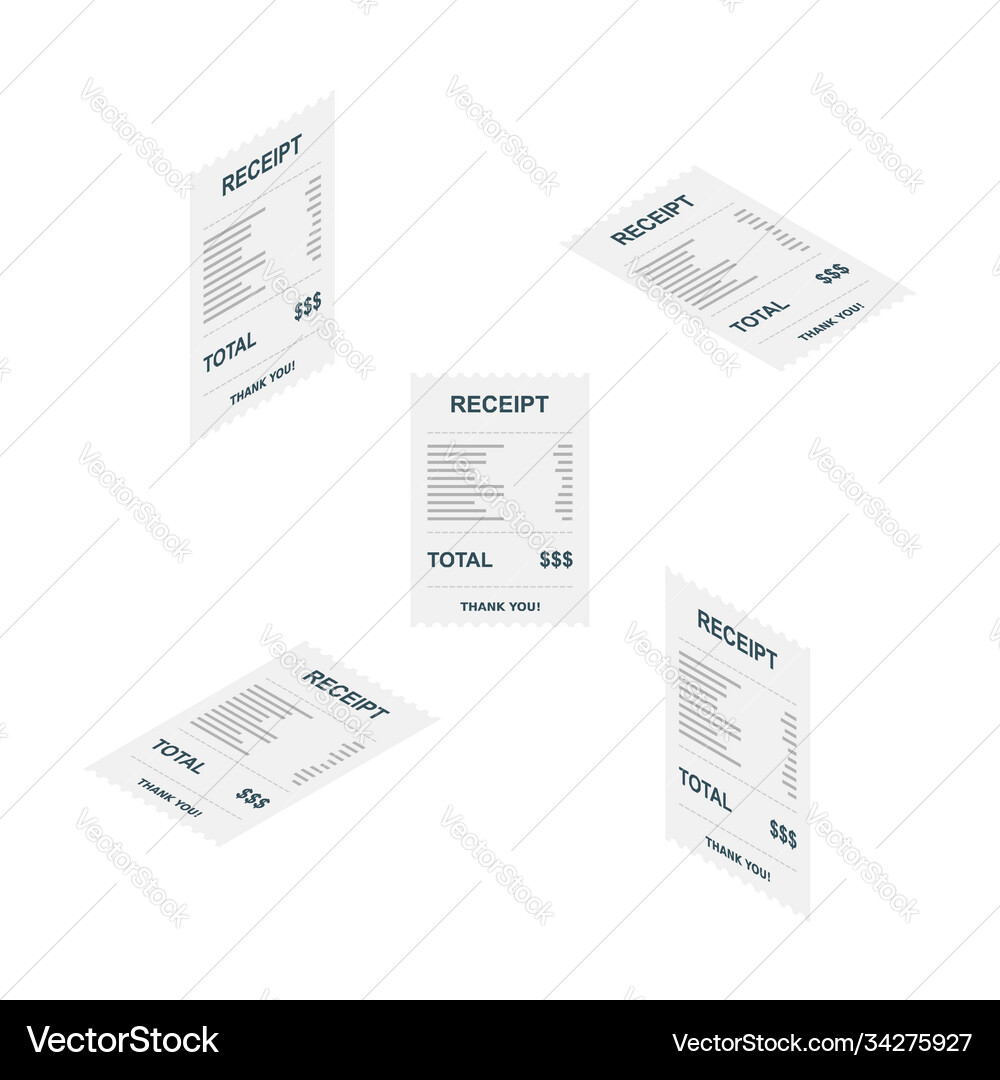 Receipt paper bill check invoice cash Royalty Free Vector