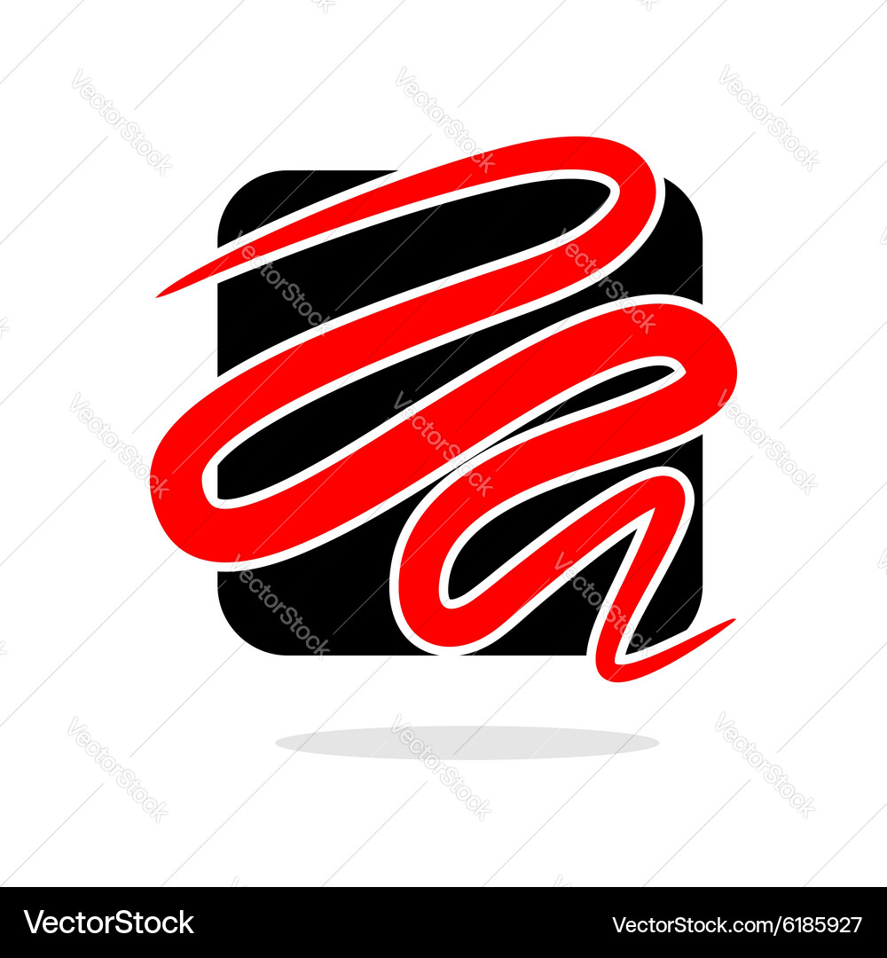 Red line on black square logo fo business Vector Image