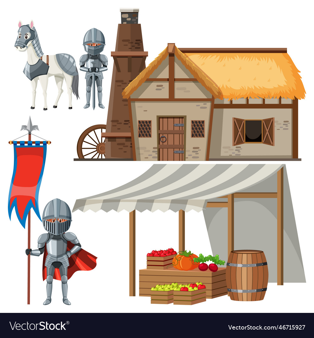 Set of medieval element Royalty Free Vector Image