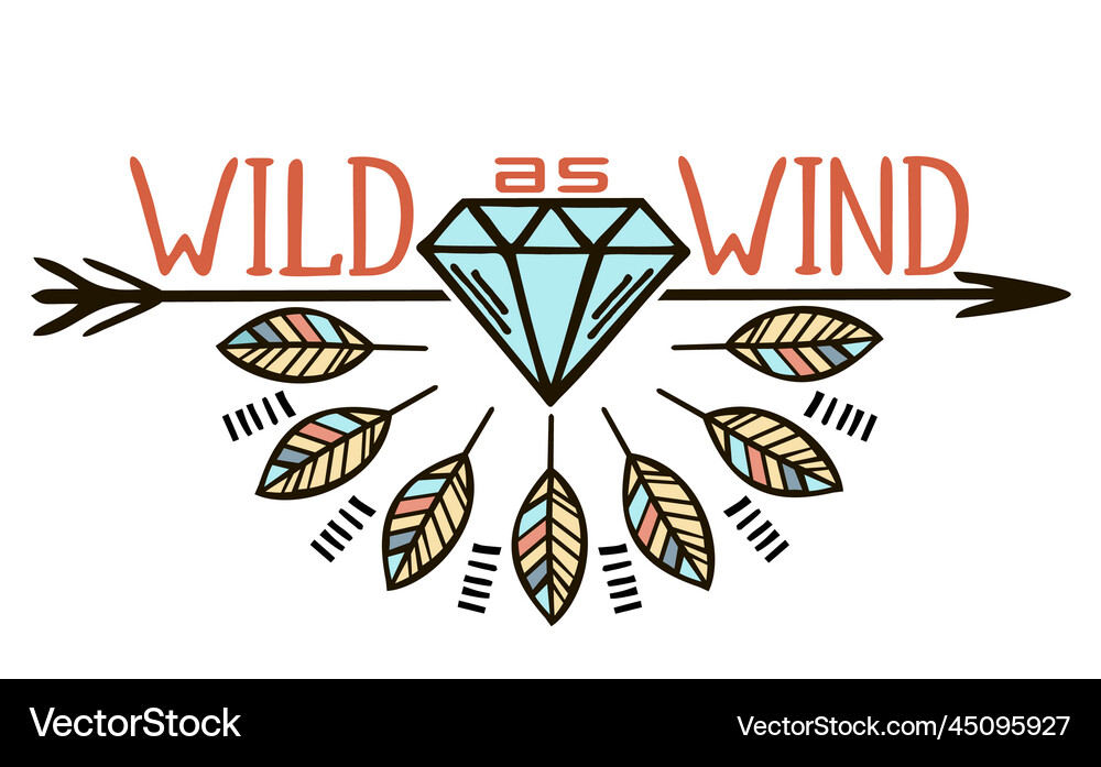 Wild as wind west lettering and logo Royalty Free Vector