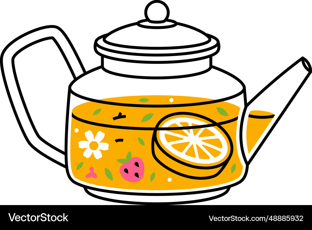 Aromatic tea brewing with hot drink in glass Vector Image