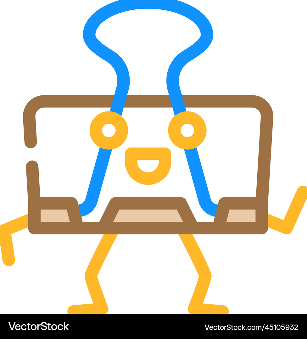 Binder clip school character color icon Royalty Free Vector