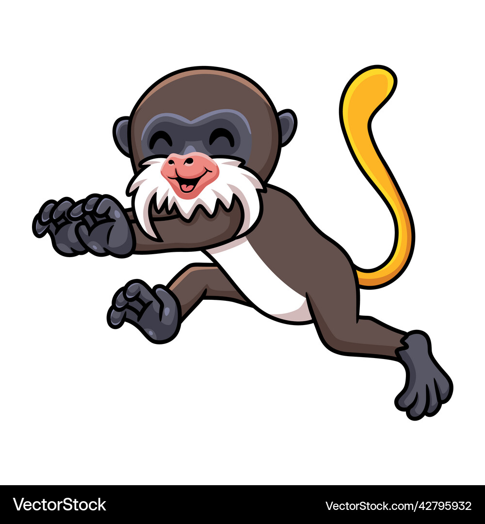 Cute little tamarin monkey cartoon running Vector Image