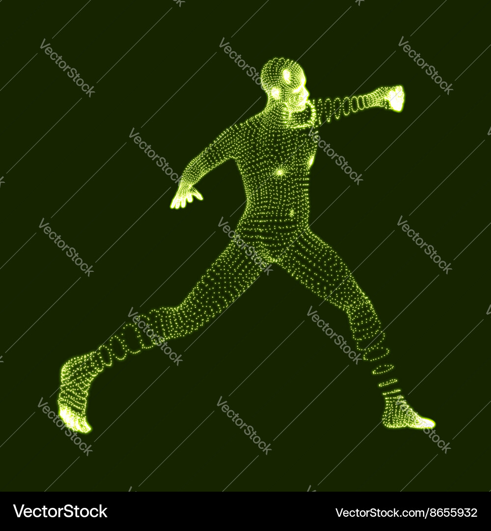Fighting man 3d model of human body Royalty Free Vector