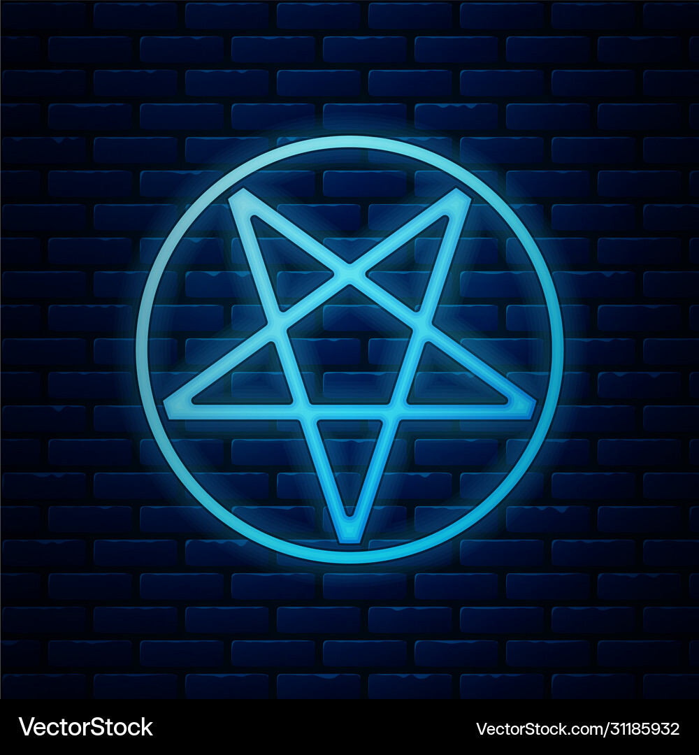Glowing neon pentagram in a circle icon isolated Vector Image