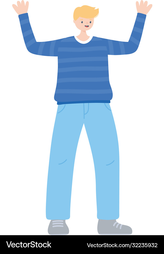 Happy young man character cartoon standing Vector Image
