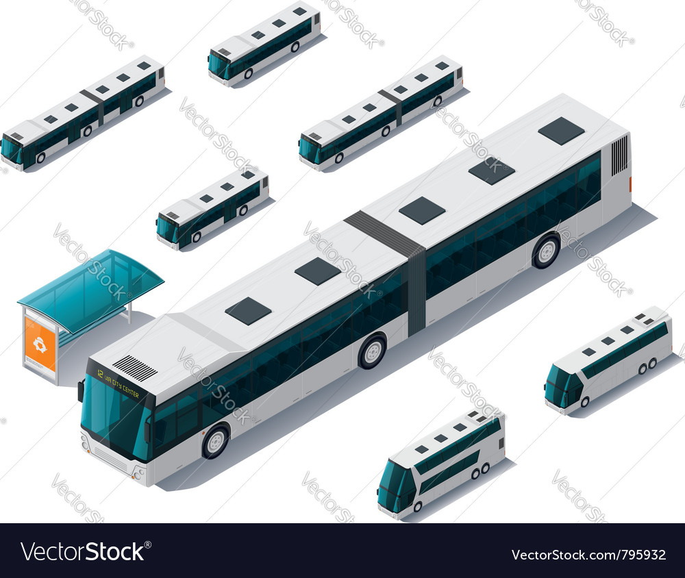Isometric bus set Royalty Free Vector Image - VectorStock