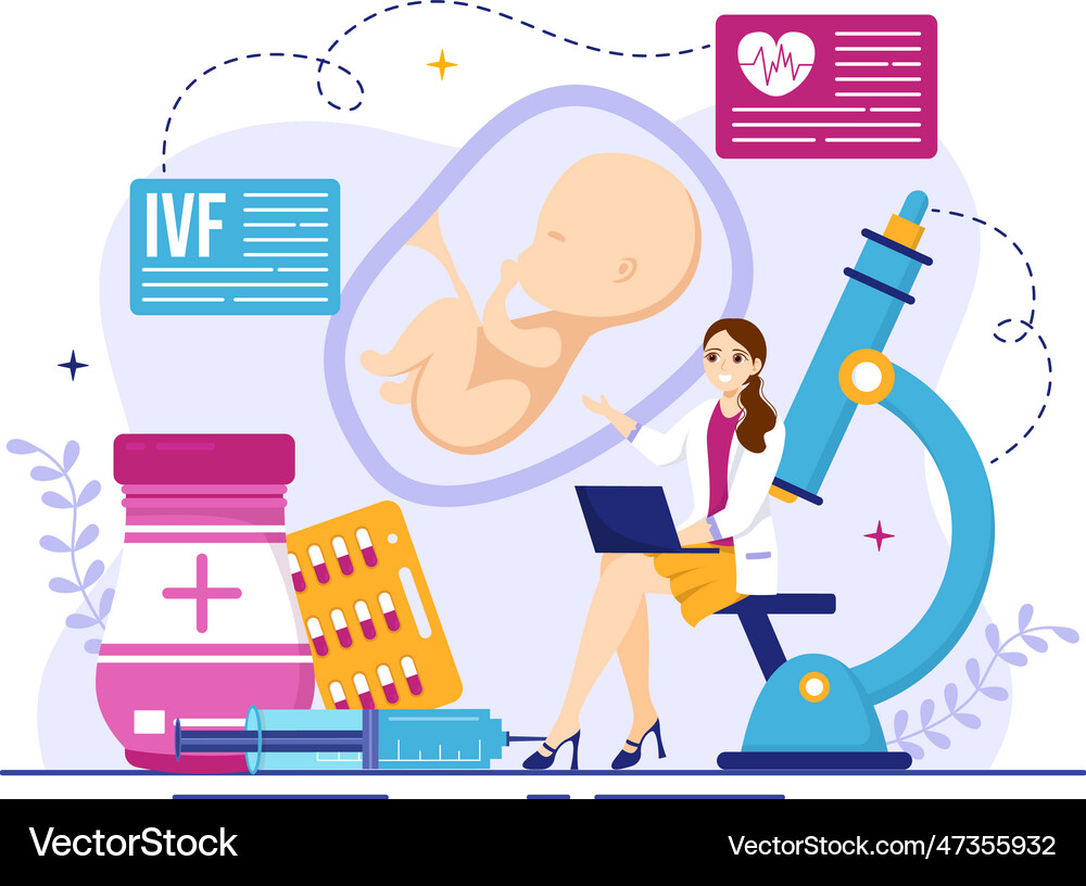 Ivf or in vitro fertilization for artificial Vector Image