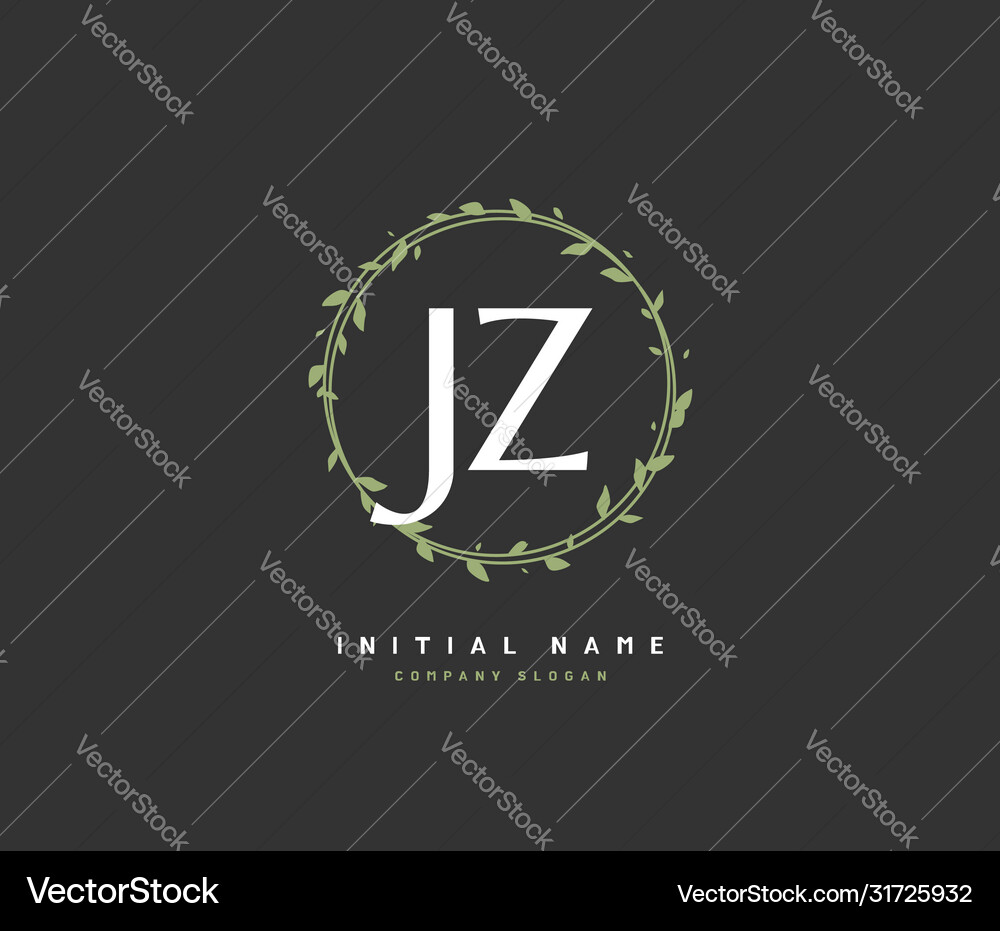 J z jz beauty initial logo handwriting Royalty Free Vector