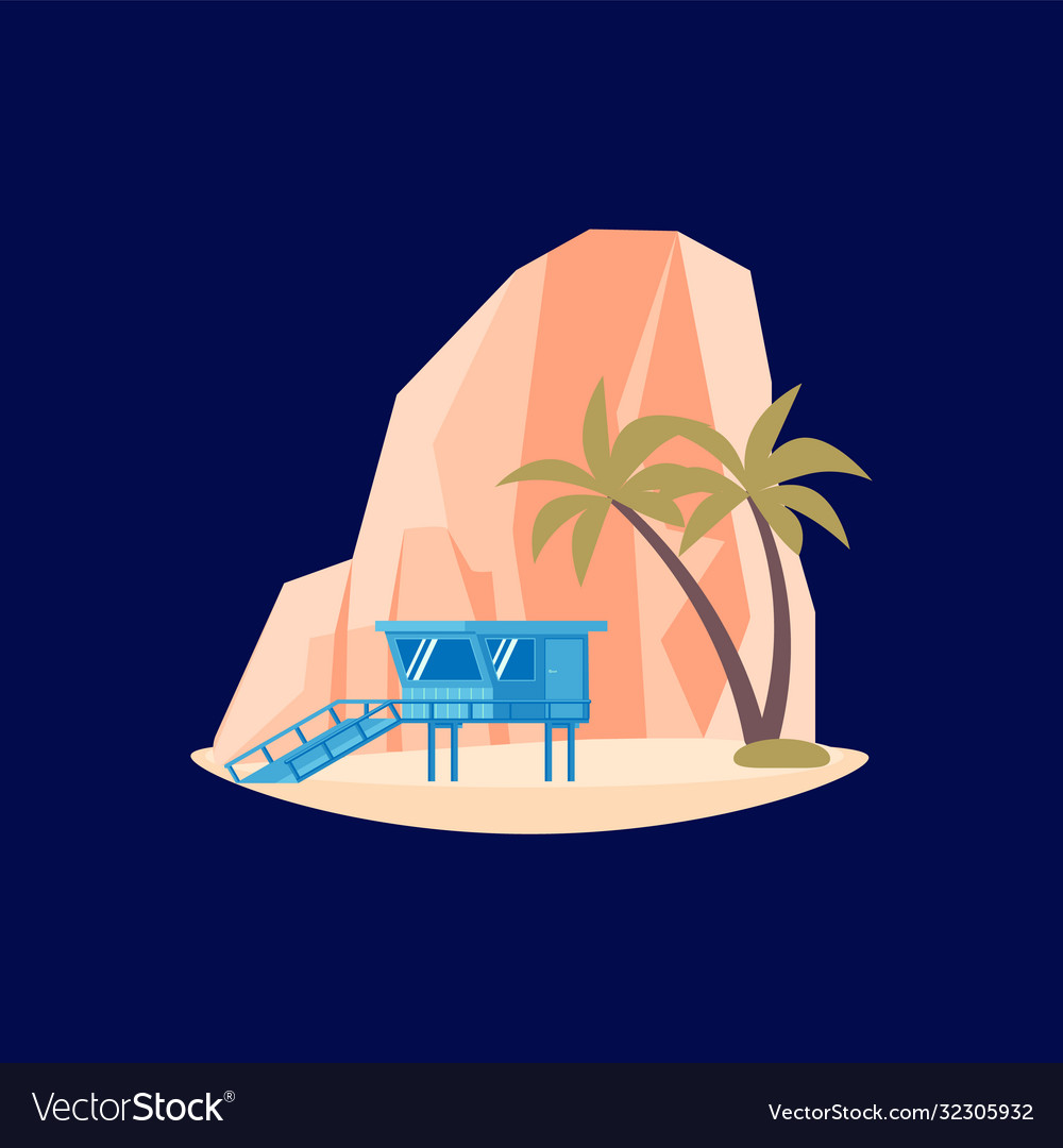 Lifeguard station on tropical island Royalty Free Vector