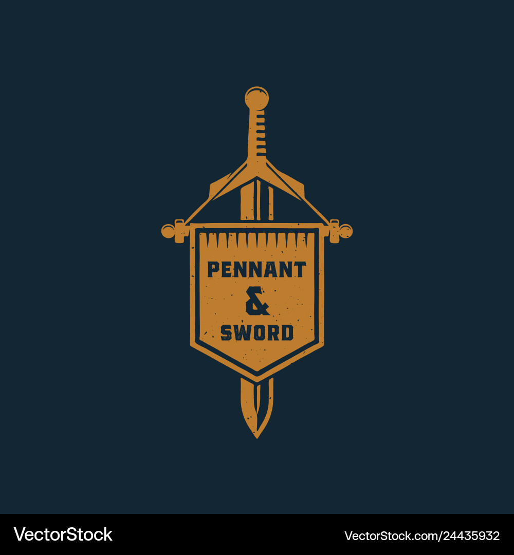 Pennant and sword abstract sign symbol Royalty Free Vector