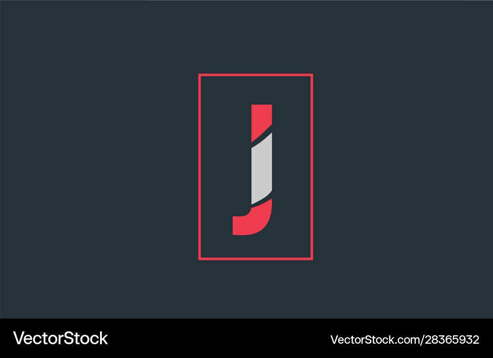 Red grey logo j alphabet letter design icon Vector Image