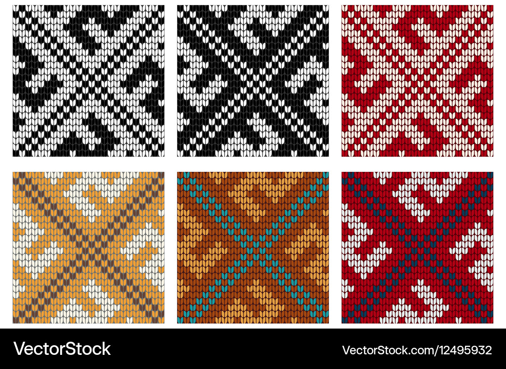 Set of Swastika knitting seamless patterns Vector Image