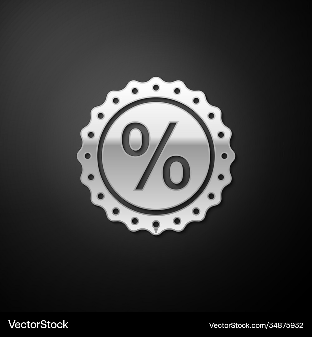 Silver percent symbol discount icon isolated Vector Image