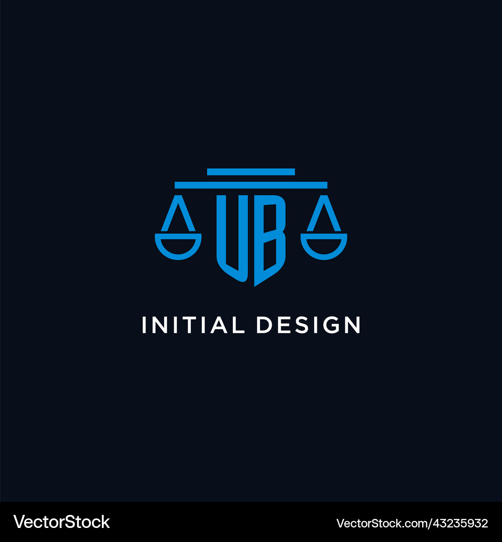 Ub monogram initial logo with scales of justice Vector Image
