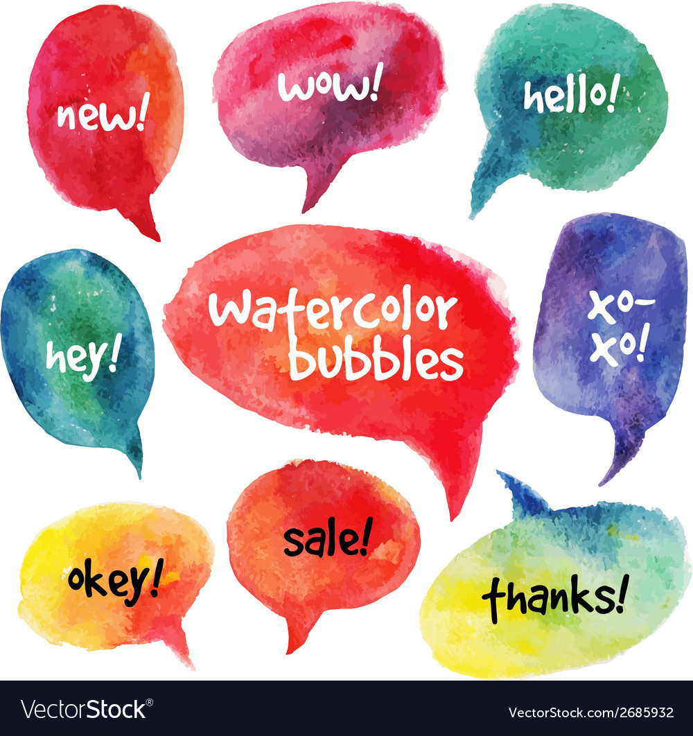 Watercolor speech bubbles set Royalty Free Vector Image