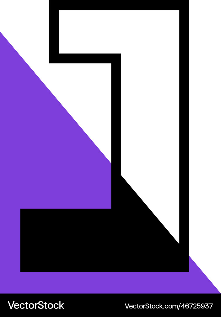 Alphabet letter j with purple triangle shape as Vector Image