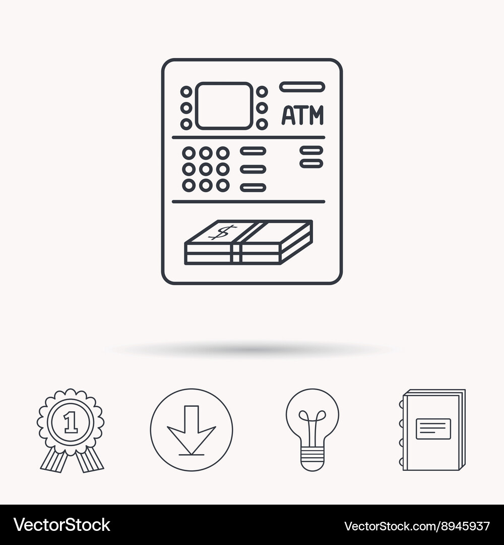 Atm icon automatic cash withdrawal sign Royalty Free Vector