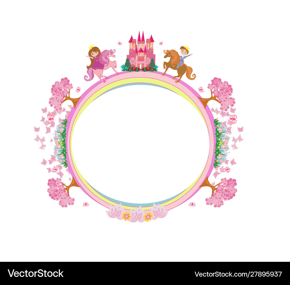 Beautiful prince and princess - frame Royalty Free Vector