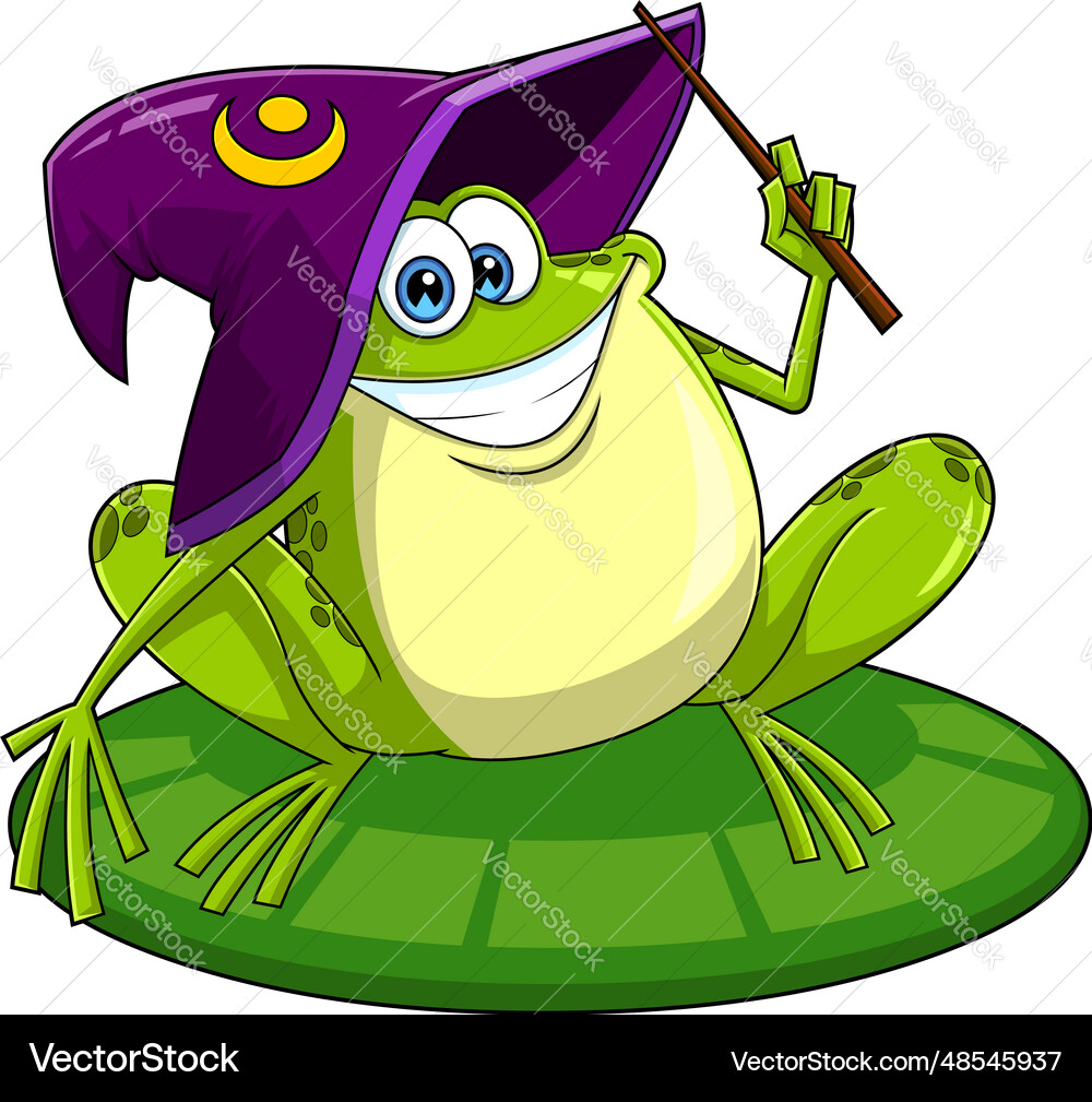 Cute green frog cartoon character Royalty Free Vector Image