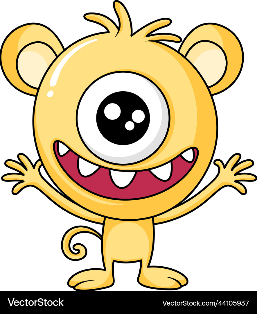 Cute one eyed monster character Royalty Free Vector Image