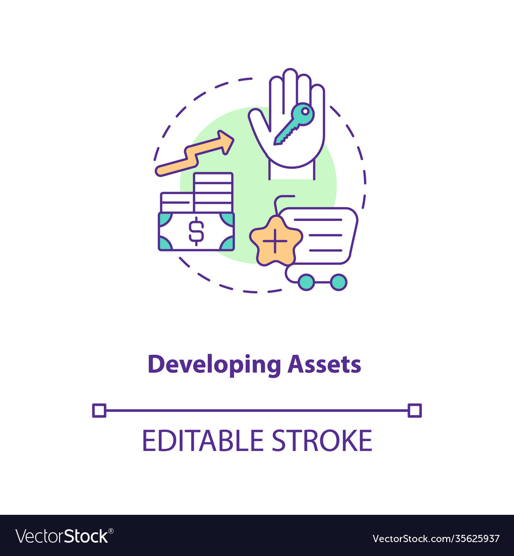 Developing assets concept icon Royalty Free Vector Image