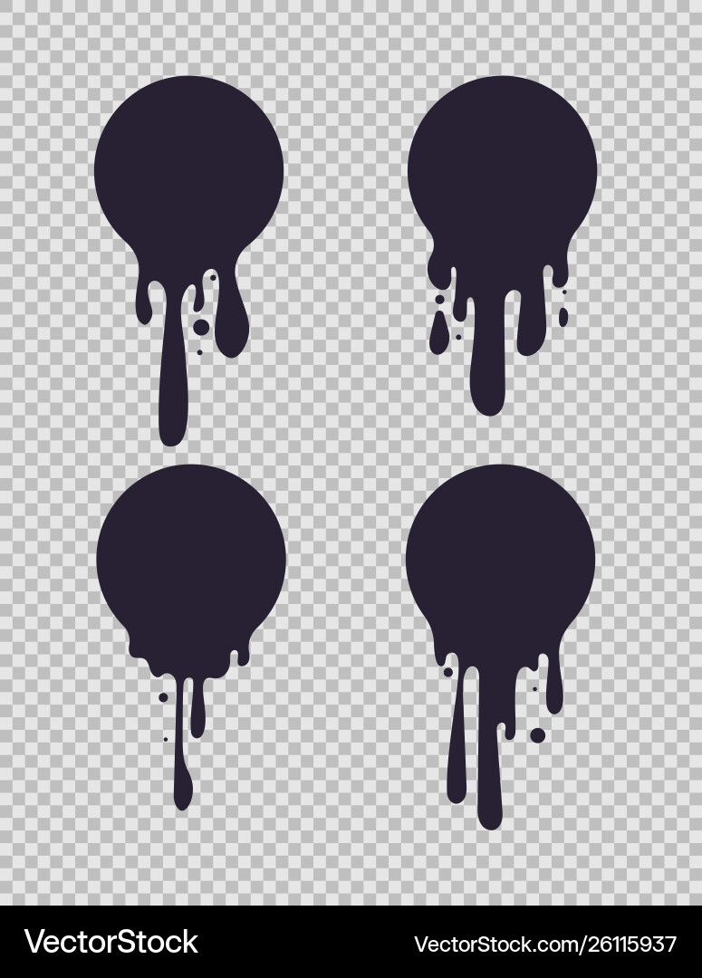 Dripping black circles inked round liquid shapes Vector Image