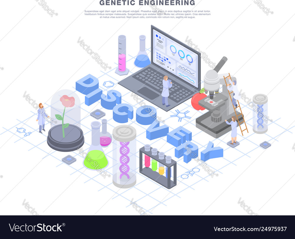 Lab genetic engineering concept banner isometric Vector Image