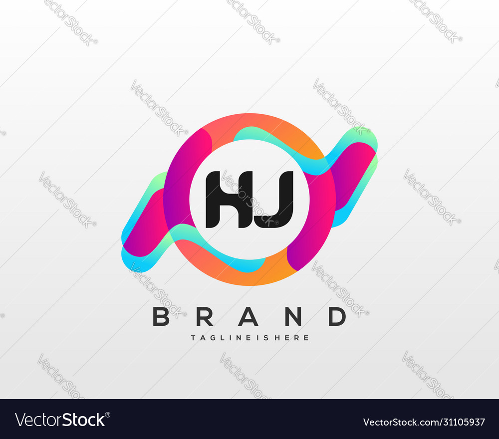 Letter hj initial logo with colorful Royalty Free Vector