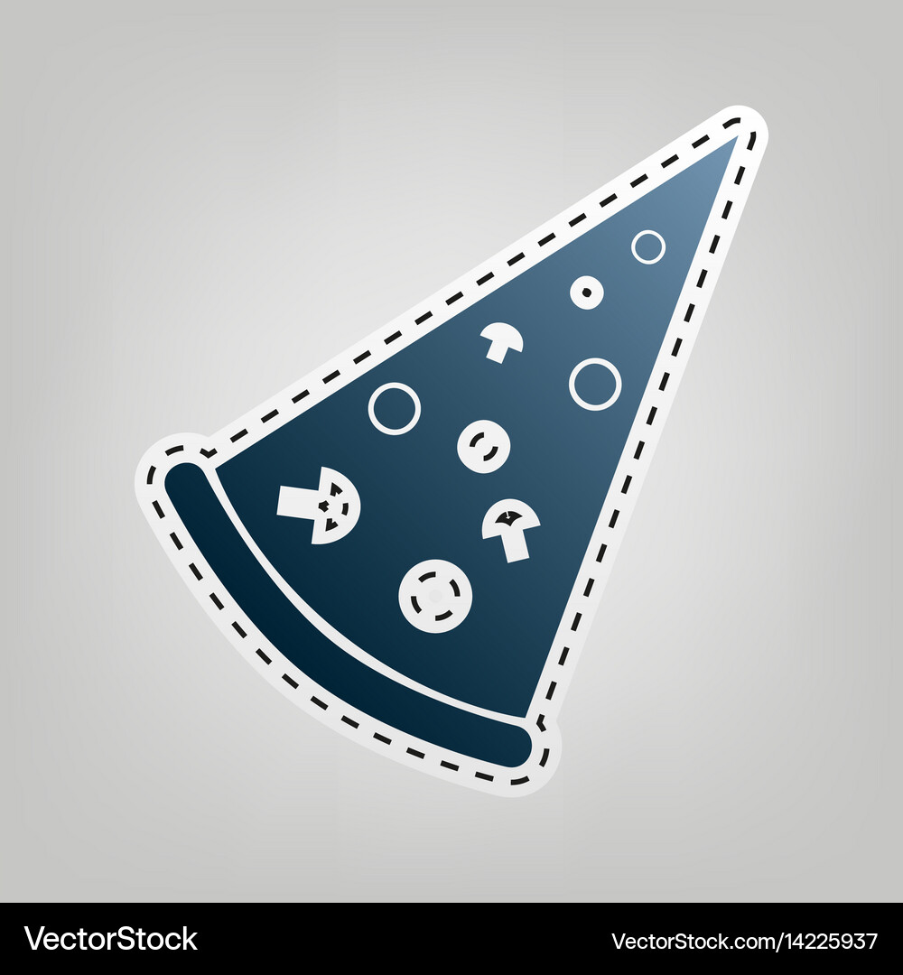 Pizza simple sign blue icon with outline Vector Image