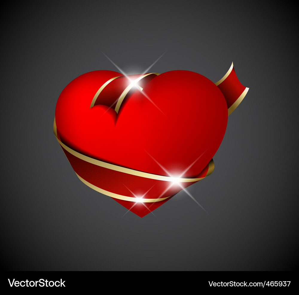 Red heart with red ribbon Royalty Free Vector Image