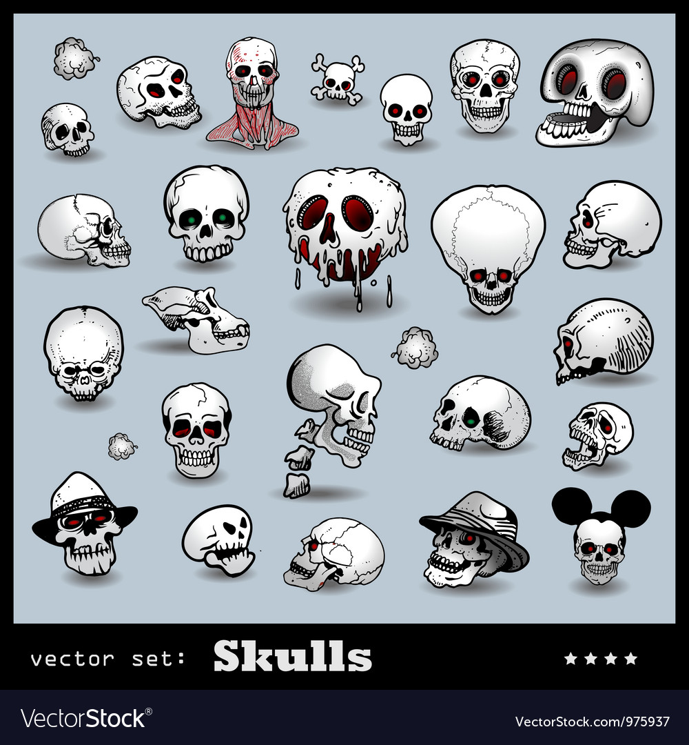 Scull collection Royalty Free Vector Image - VectorStock