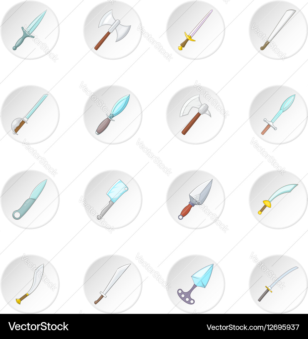 Steel arms icons set Royalty Free Vector Image