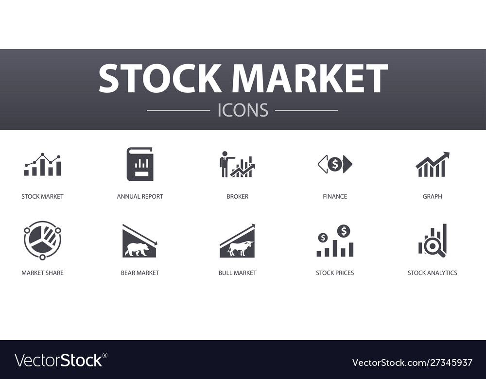 Stock market simple concept icons set contains Vector Image
