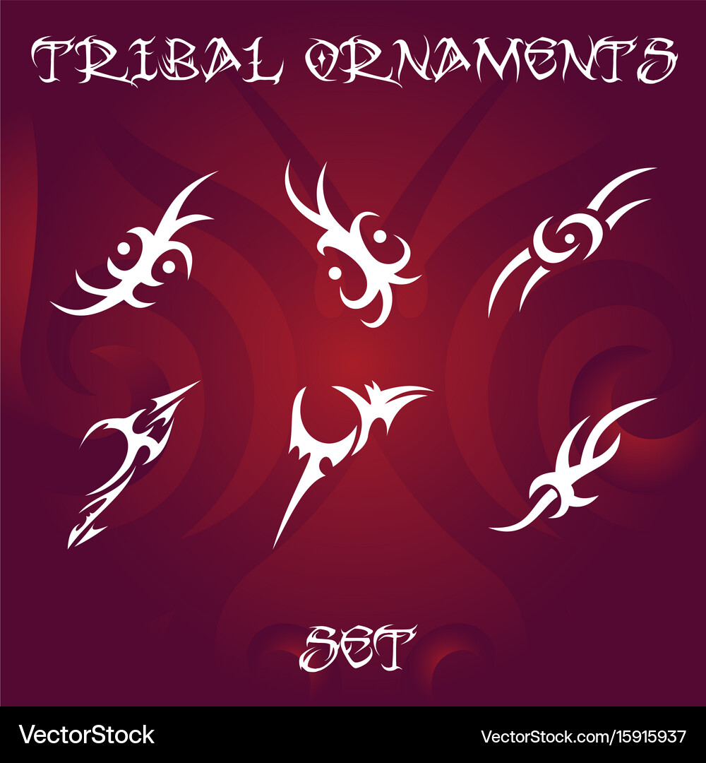 Tribal design elements and tattoo ornaments set Vector Image